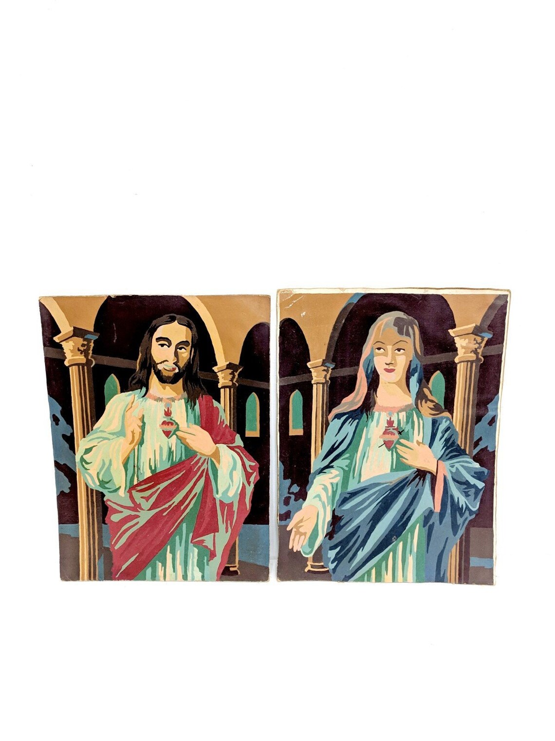 Vintage 50's Jesus and Mary Paint by Number/mid-century Acrylic ...