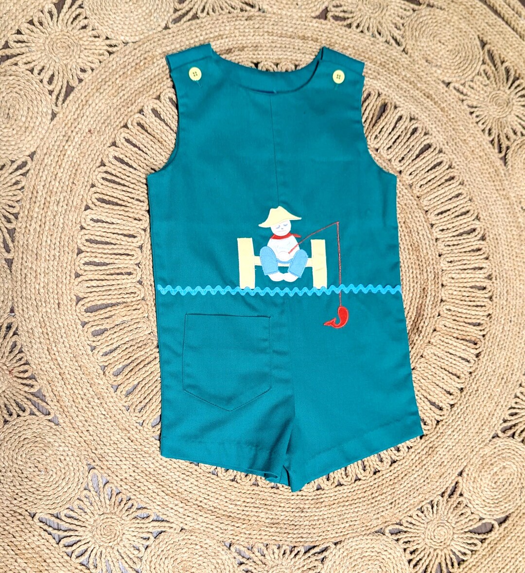 Robert Jackson/vintage Green Fisherman Toddler Shortall Romper/4t/boys ...
