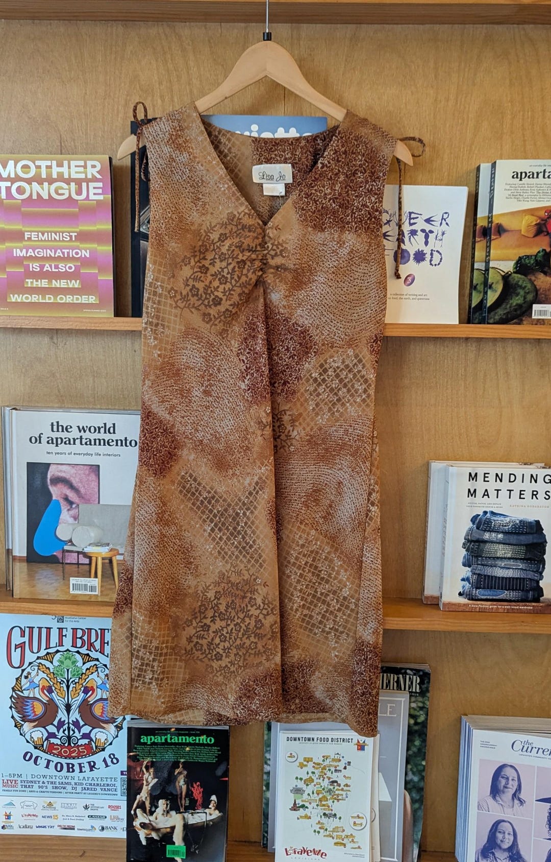 Lisa Jo 90's/y2k Brown/orange Floral Print Midi Dress Size Medium Tie ...