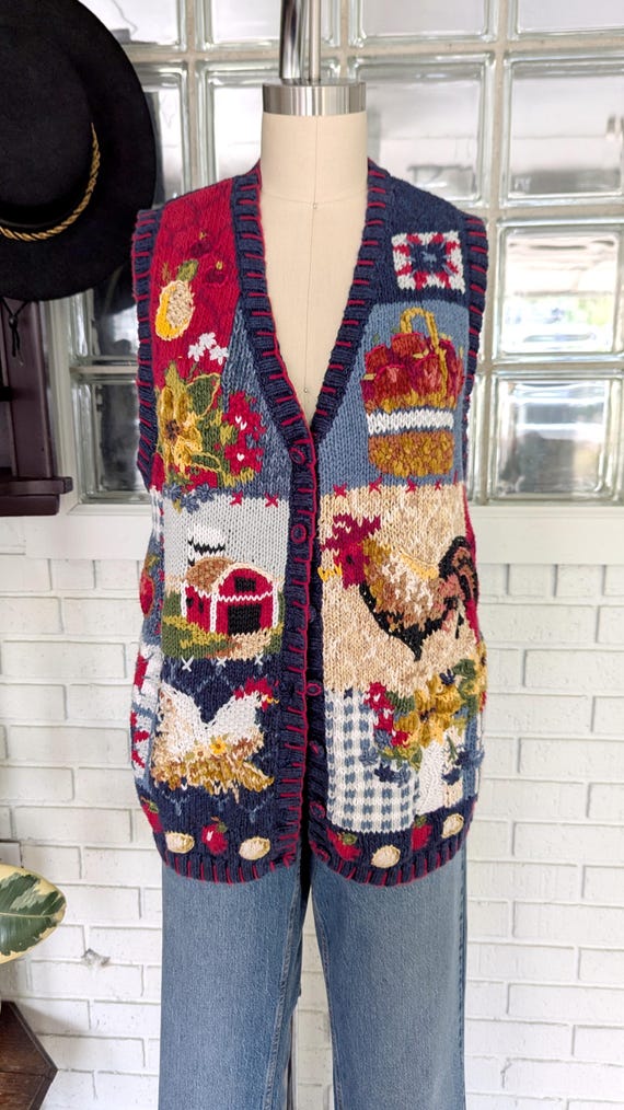 Heirloom Collectibles/90's Farm Theme Sweater Vest/Si… - Gem