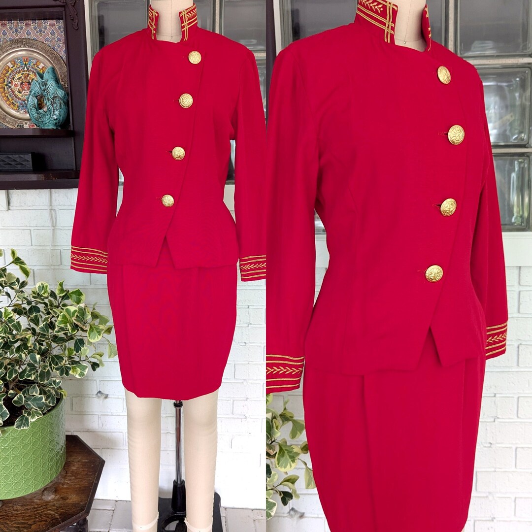 Lew Magram/90's Red Skirt Suit Set/size 4/blazer & Skirt Set - Etsy
