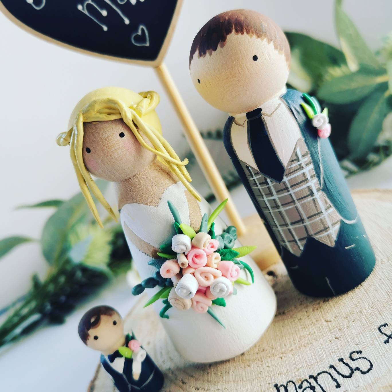 Wooden Peg Wedding Cake Toppers, Personalised - Etsy
