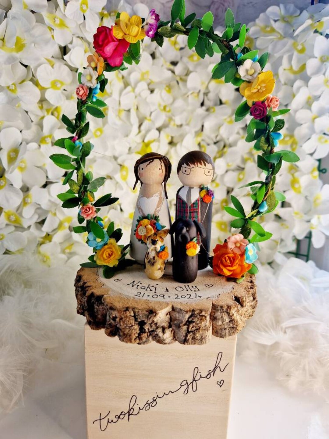 Wooden Peg Wedding Cake Toppers, Personalised - Etsy