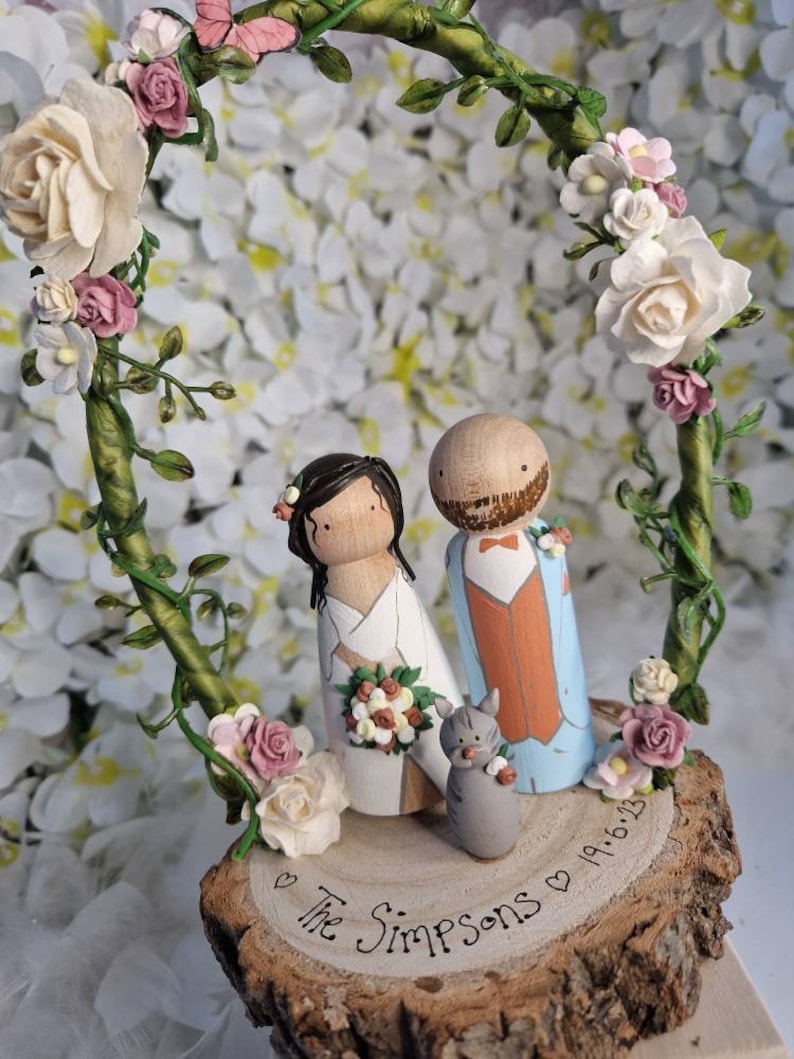 Wooden Peg Wedding Cake Toppers, Personalised - Etsy