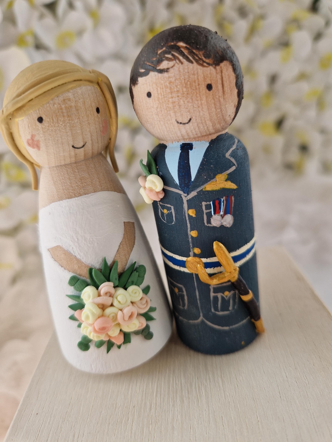 Wooden Peg Wedding Cake Toppers, Personalised - Etsy