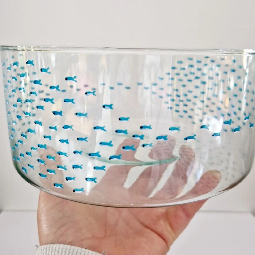 Hand Painted Decorative Glass Fish Shoal Bowl - the Showstopper - Etsy