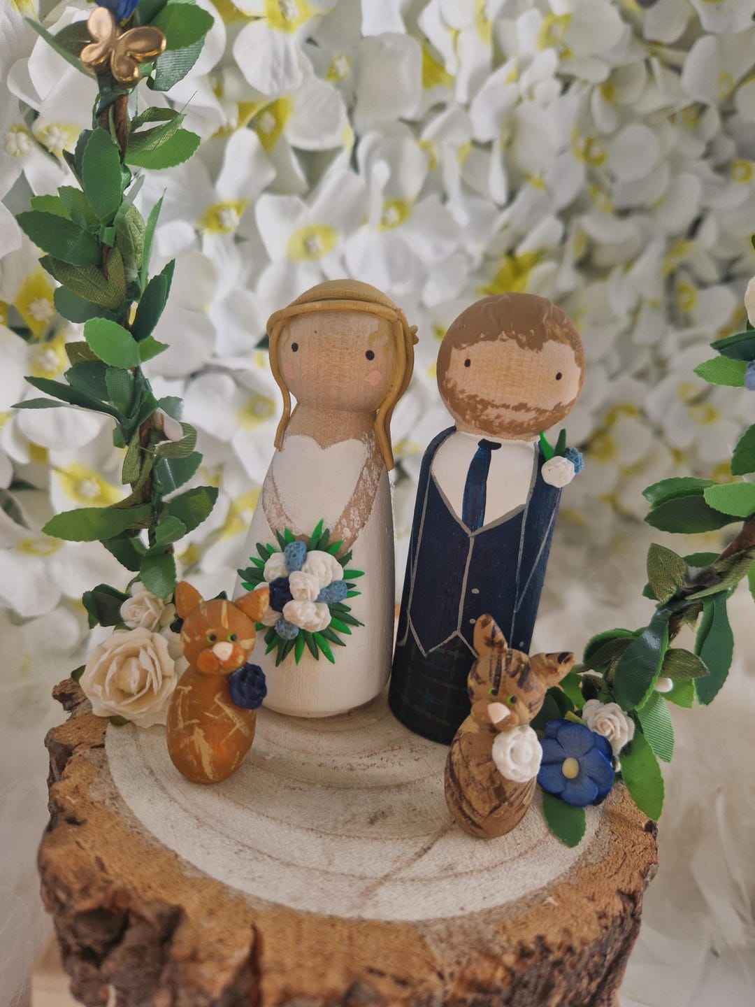 Wooden Peg Wedding Cake Toppers, Personalised - Etsy