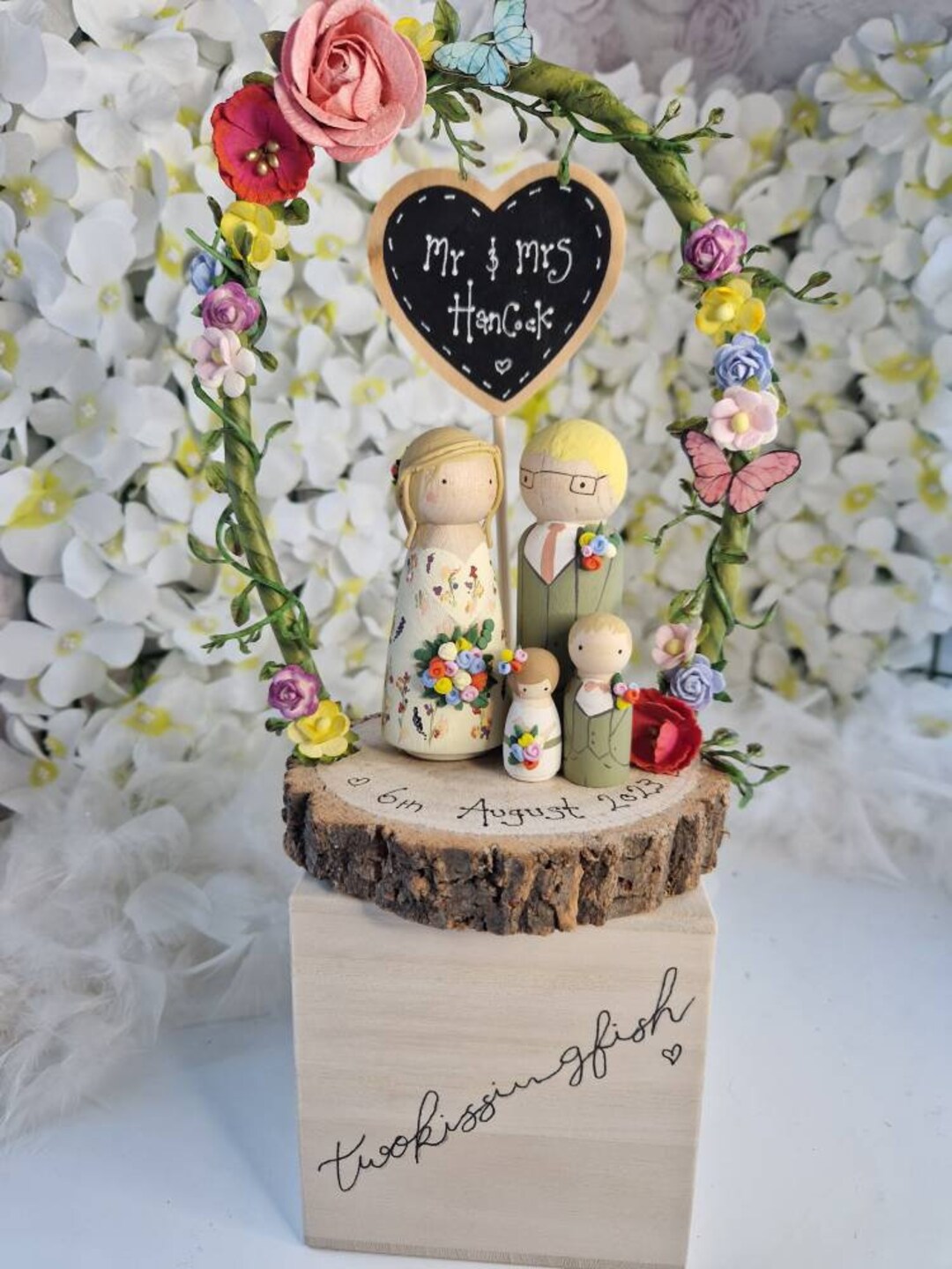 Wooden Peg Wedding Cake Toppers, Personalised - Etsy