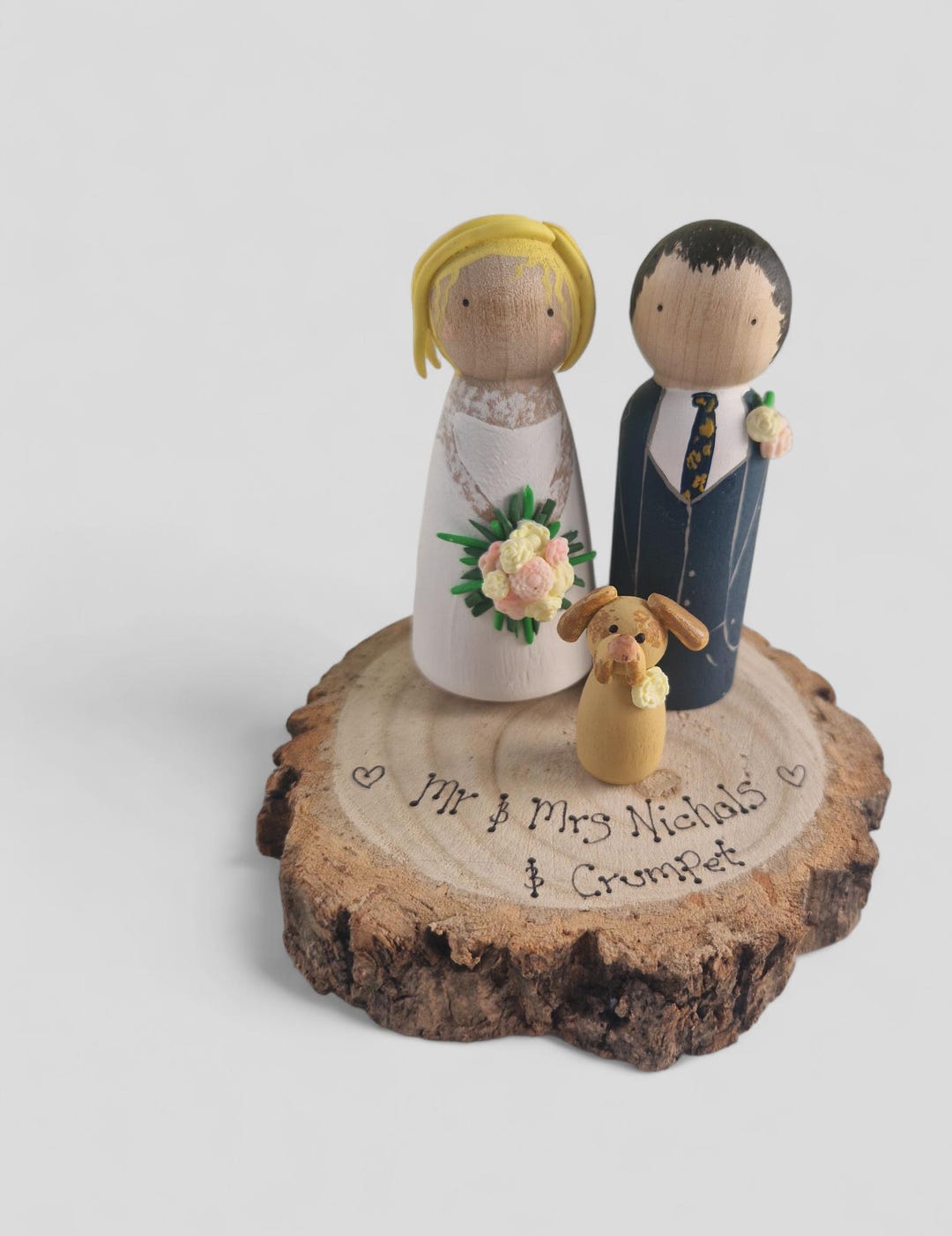 Wooden Peg Wedding Cake Toppers, Personalised, Includes Arch, Wood ...