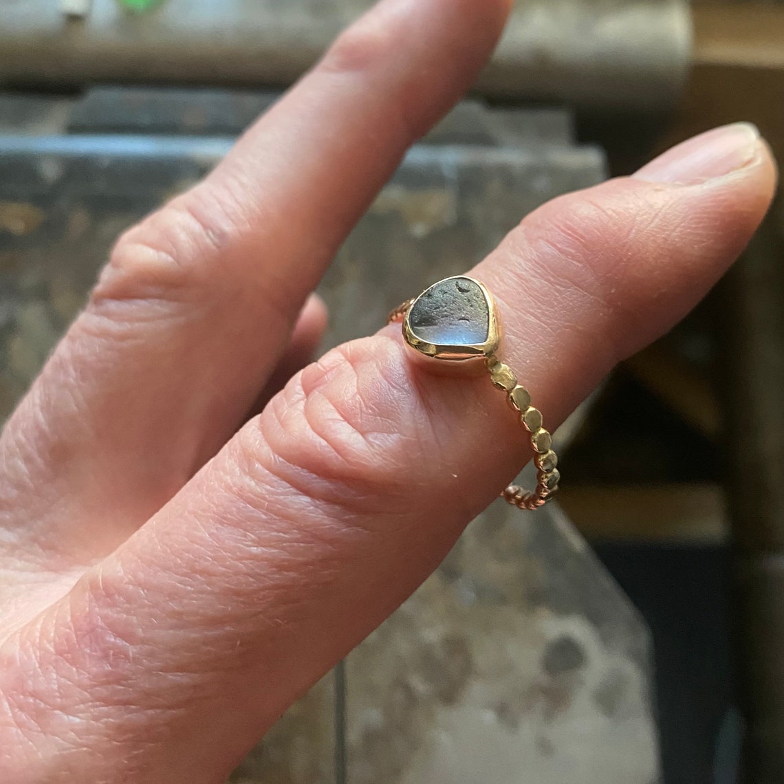 Sea Glass Sea Glass Ring 14k Gold Sea Glass Ring Sea - Etsy