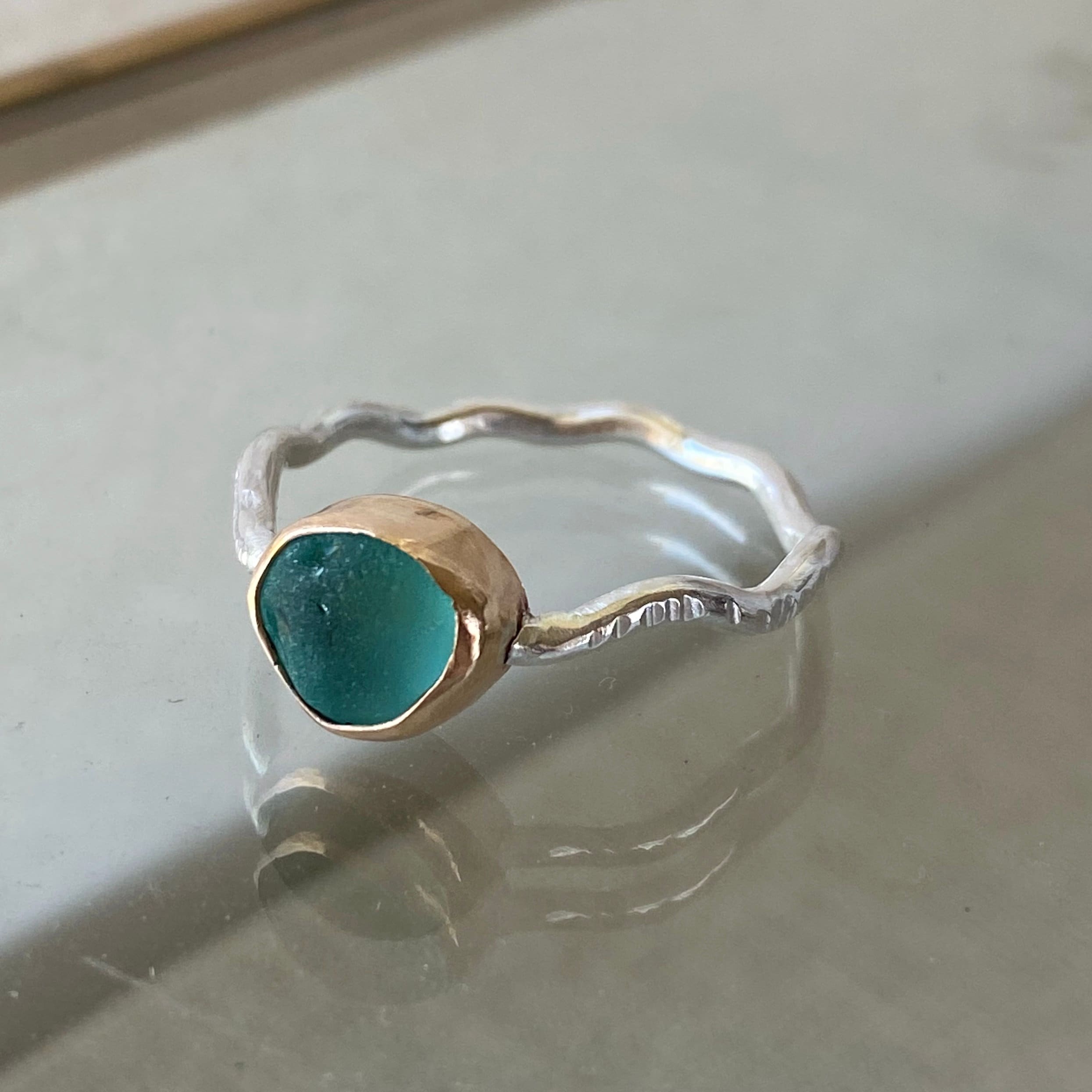 Sea Glass Ring I Sea Glass Stacking Ring - Etsy