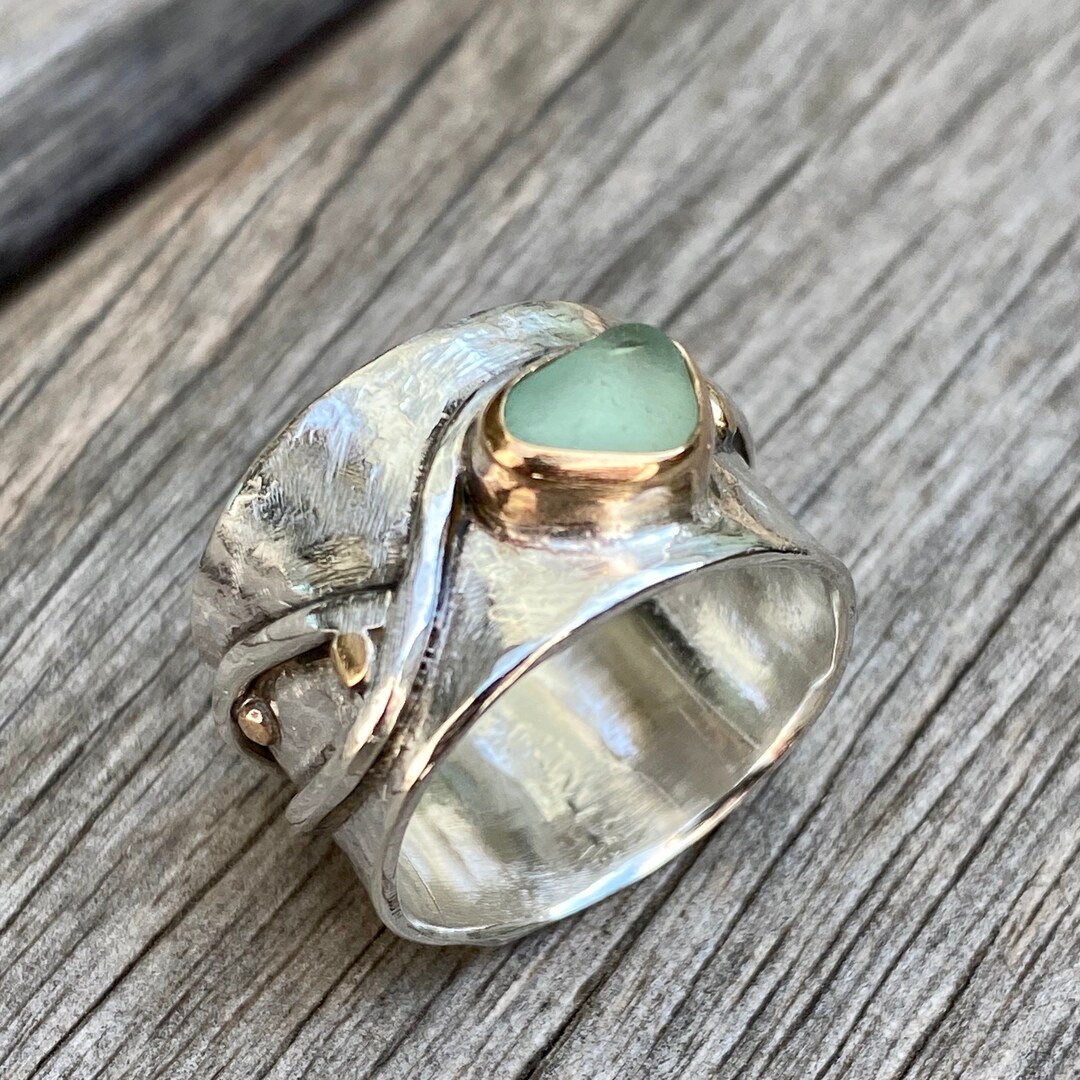Sea Glass Ring | Coastal Ring - Etsy