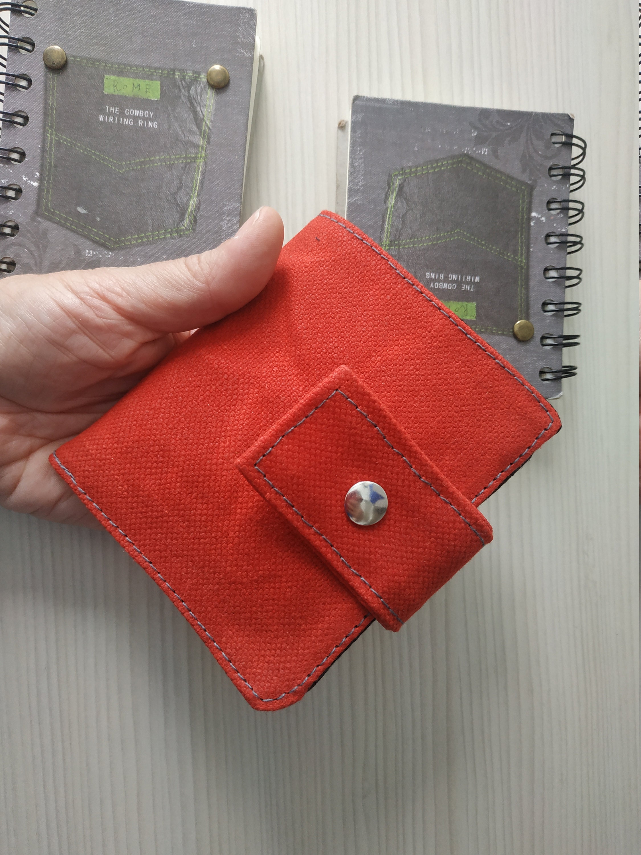 Red wallet Small wallet Waxed canvas wallet Women's | Etsy