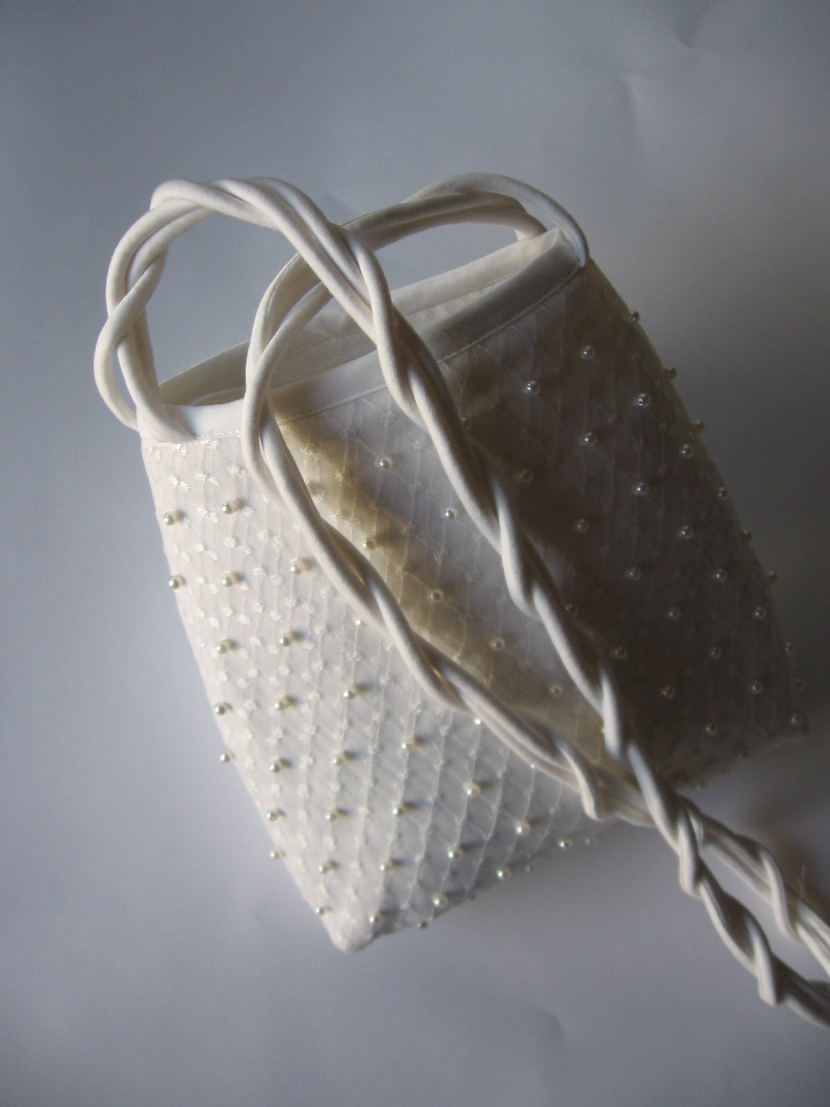 White Wedding Bag, Purse for Wedding, White Satin Bag, Bag With Pearls ...