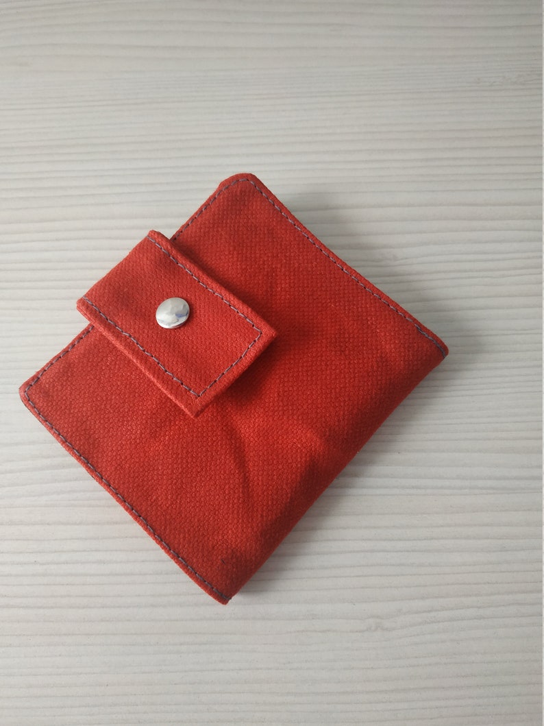 Red Wallet Small Wallet Waxed Canvas Wallet Women's - Etsy
