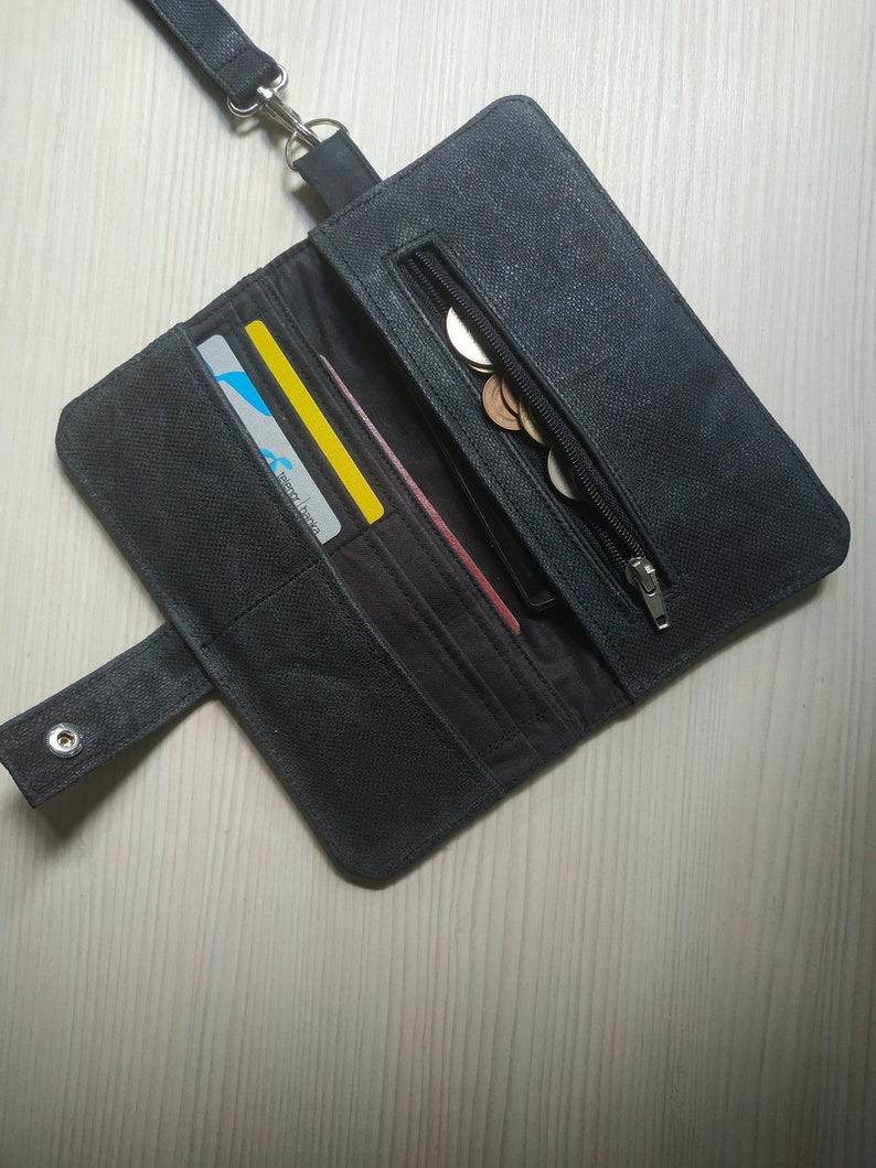 Waxed Canvas Long Wallet, Long Wallet Women, Wristlet Wallet, Men's ...