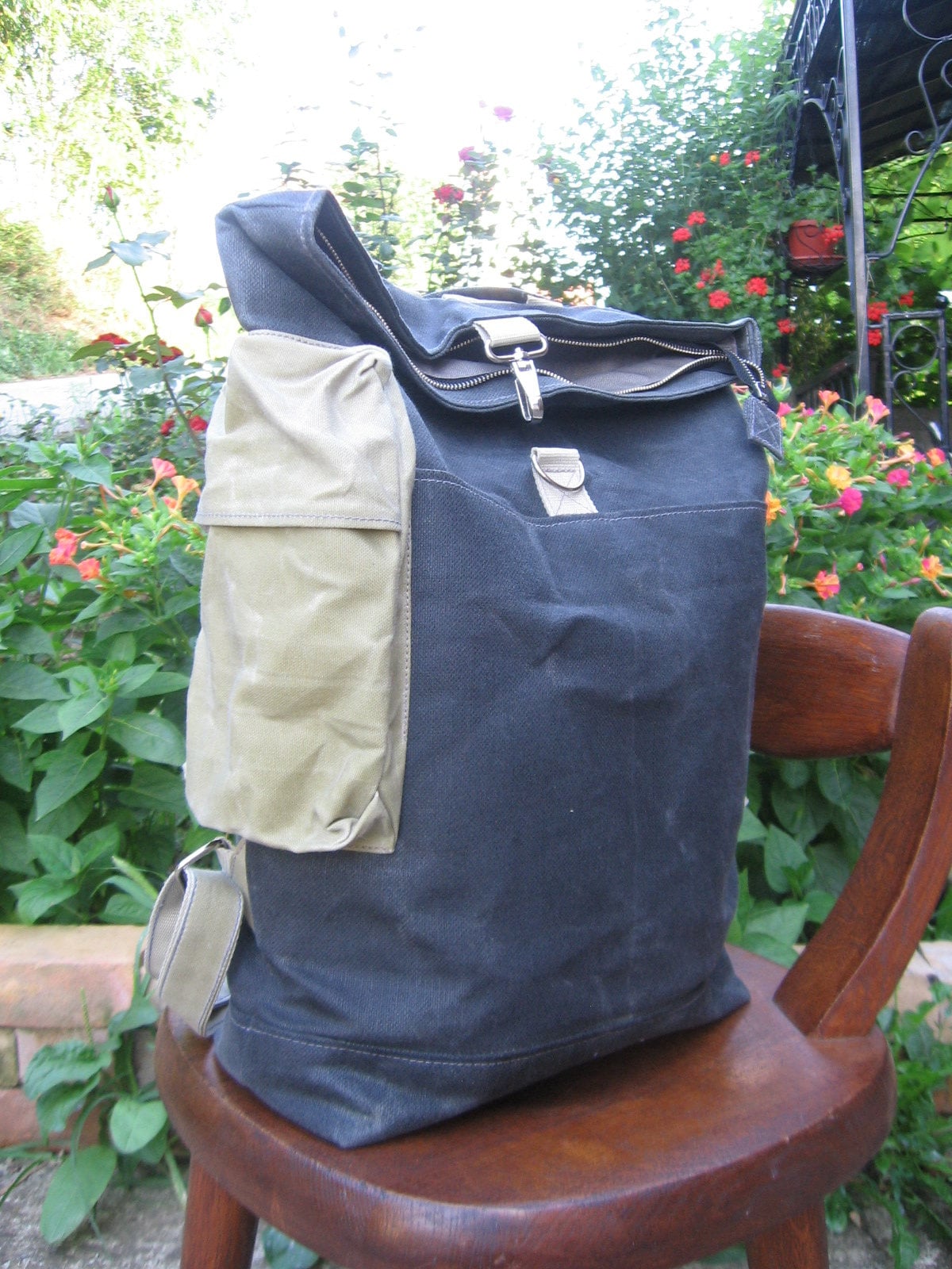 Waxed Canvas Backpack Waxed Canvas Bag Roll Top Backpack | Etsy