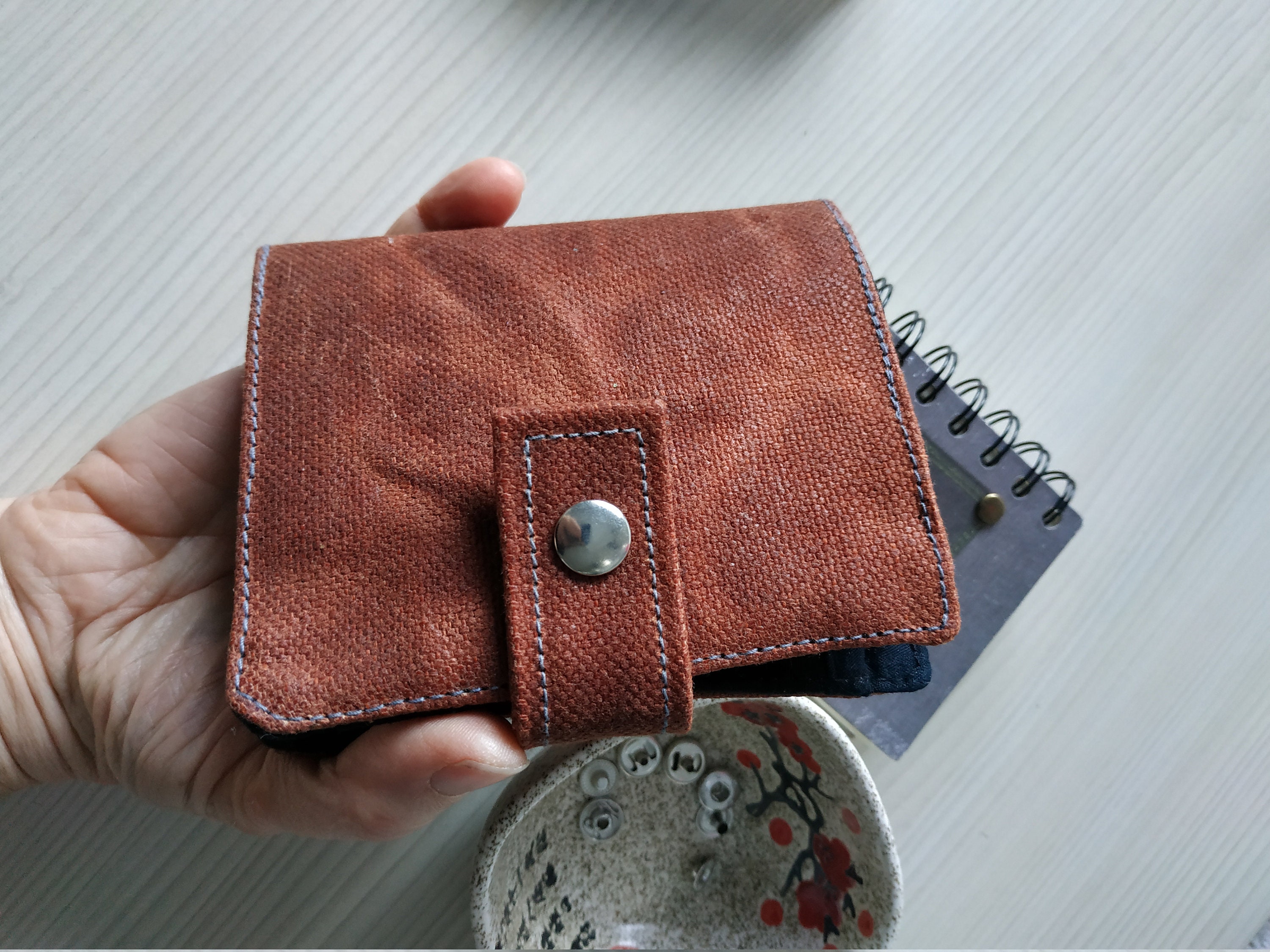 Waxed Canvas Wallet Small Bi Fold Wallet Women's Wallet | Etsy