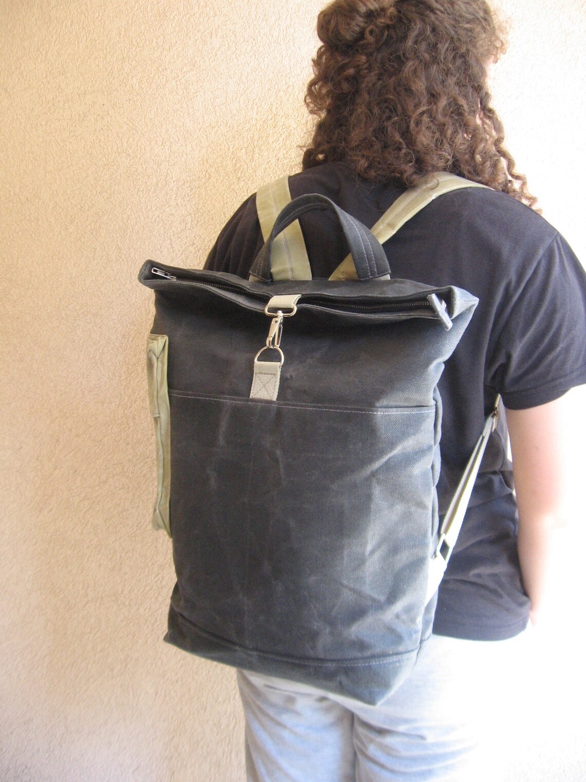 Waxed Canvas Backpack Waxed Canvas Bag Roll Top Backpack | Etsy