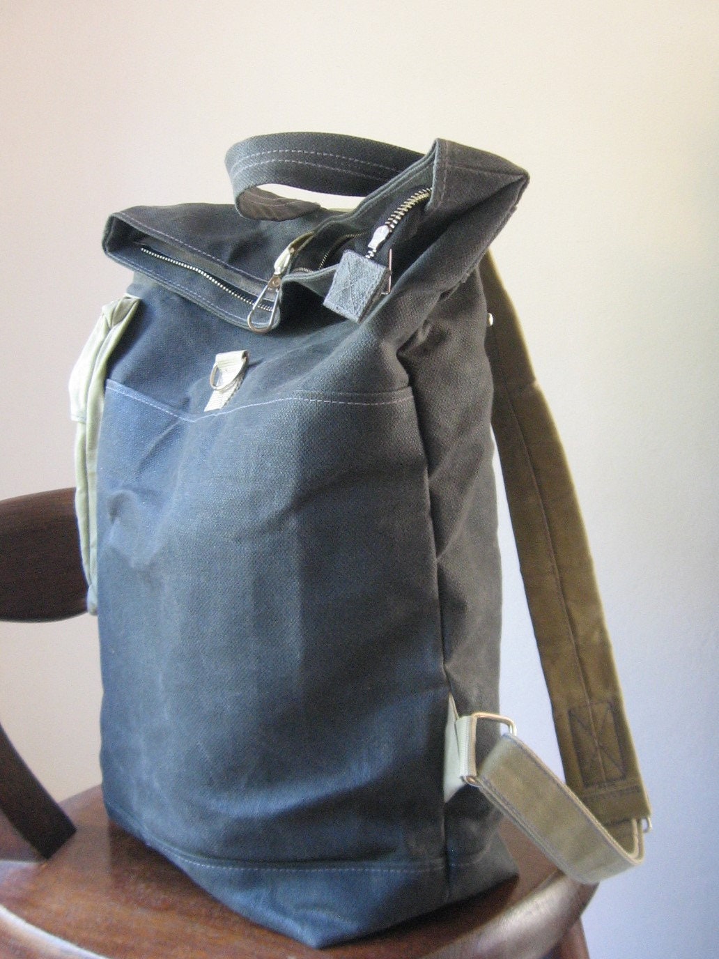 Waxed Canvas Backpack Waxed Canvas Bag Roll Top Backpack - Etsy