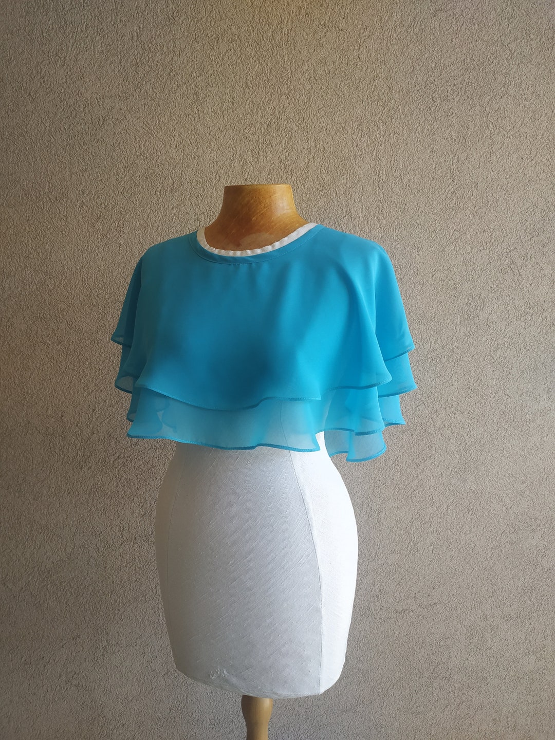 Turquoise Elegant Cape Bridal Capelet Summer Wedding Cape - Etsy