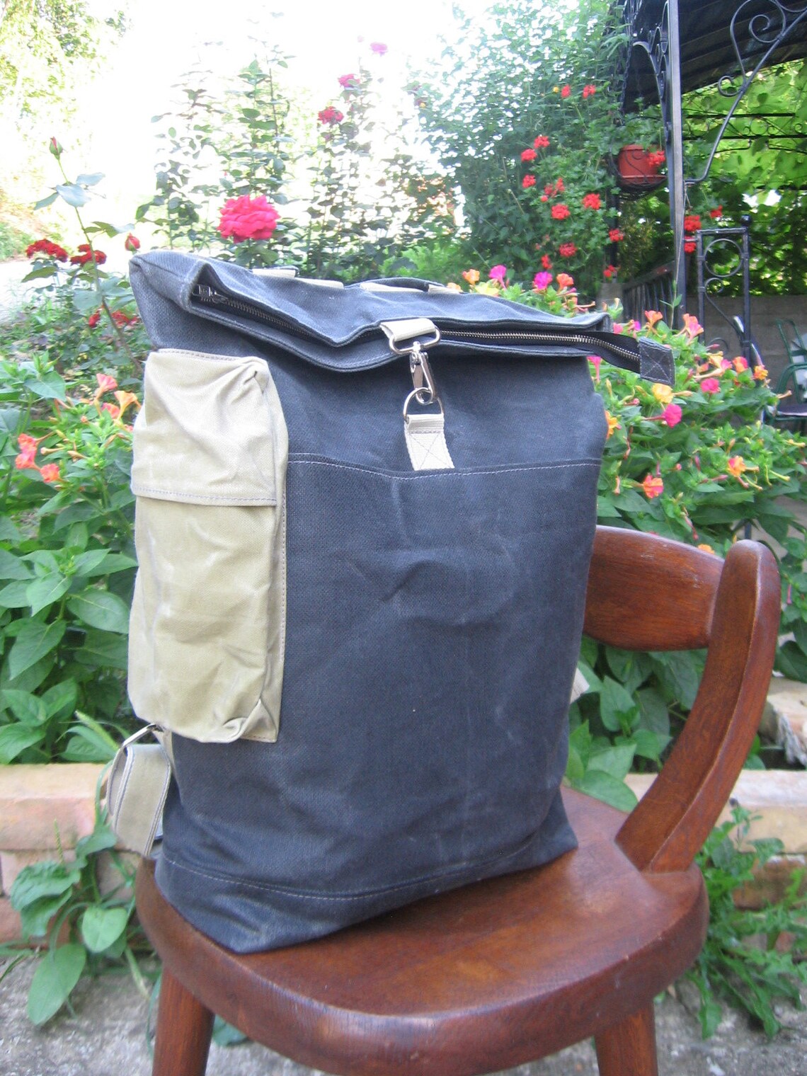 Waxed Canvas Backpack Waxed Canvas Bag Roll Top Backpack | Etsy