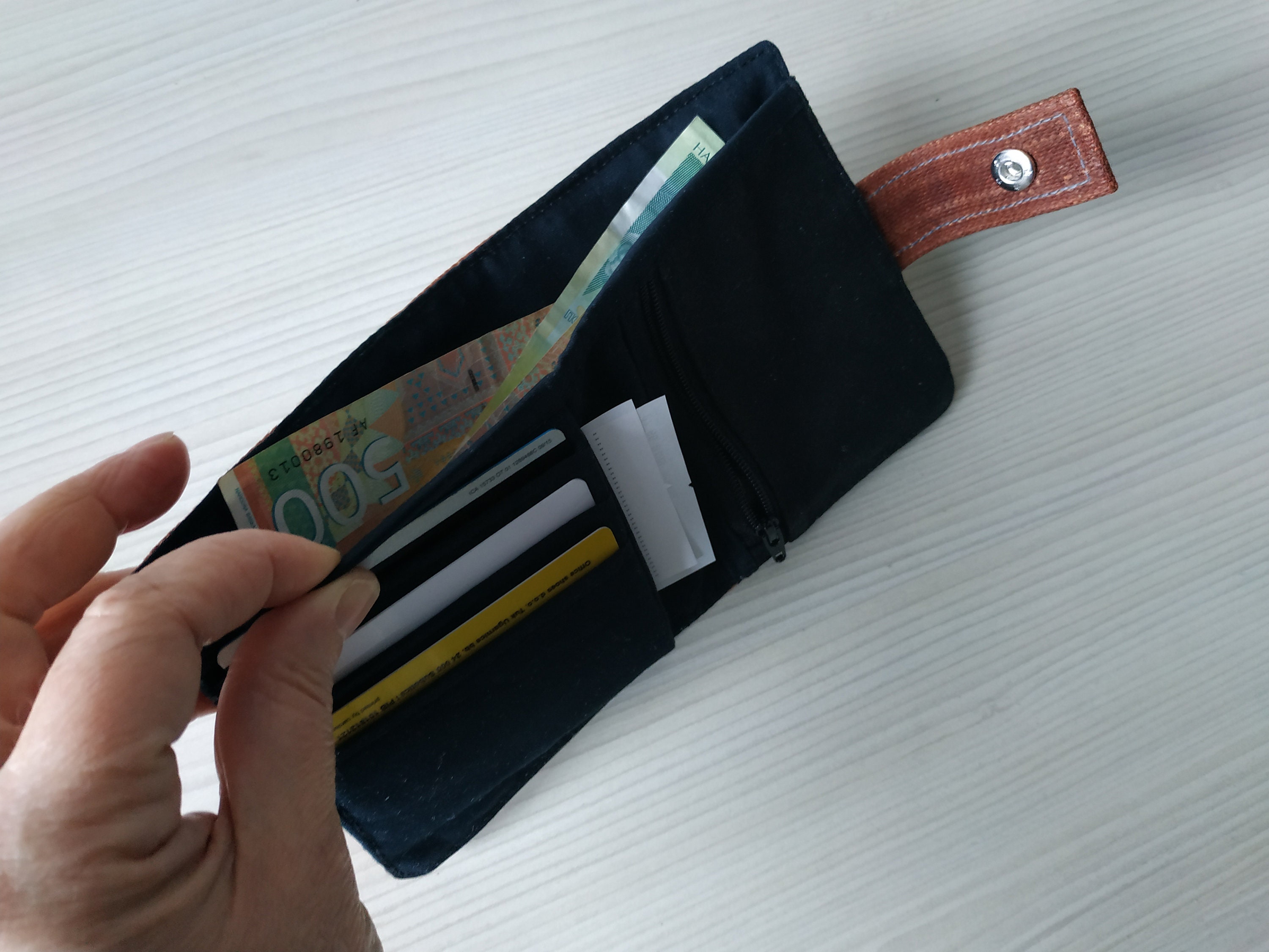 Waxed Canvas Wallet Small Bi Fold Wallet Women's Wallet | Etsy