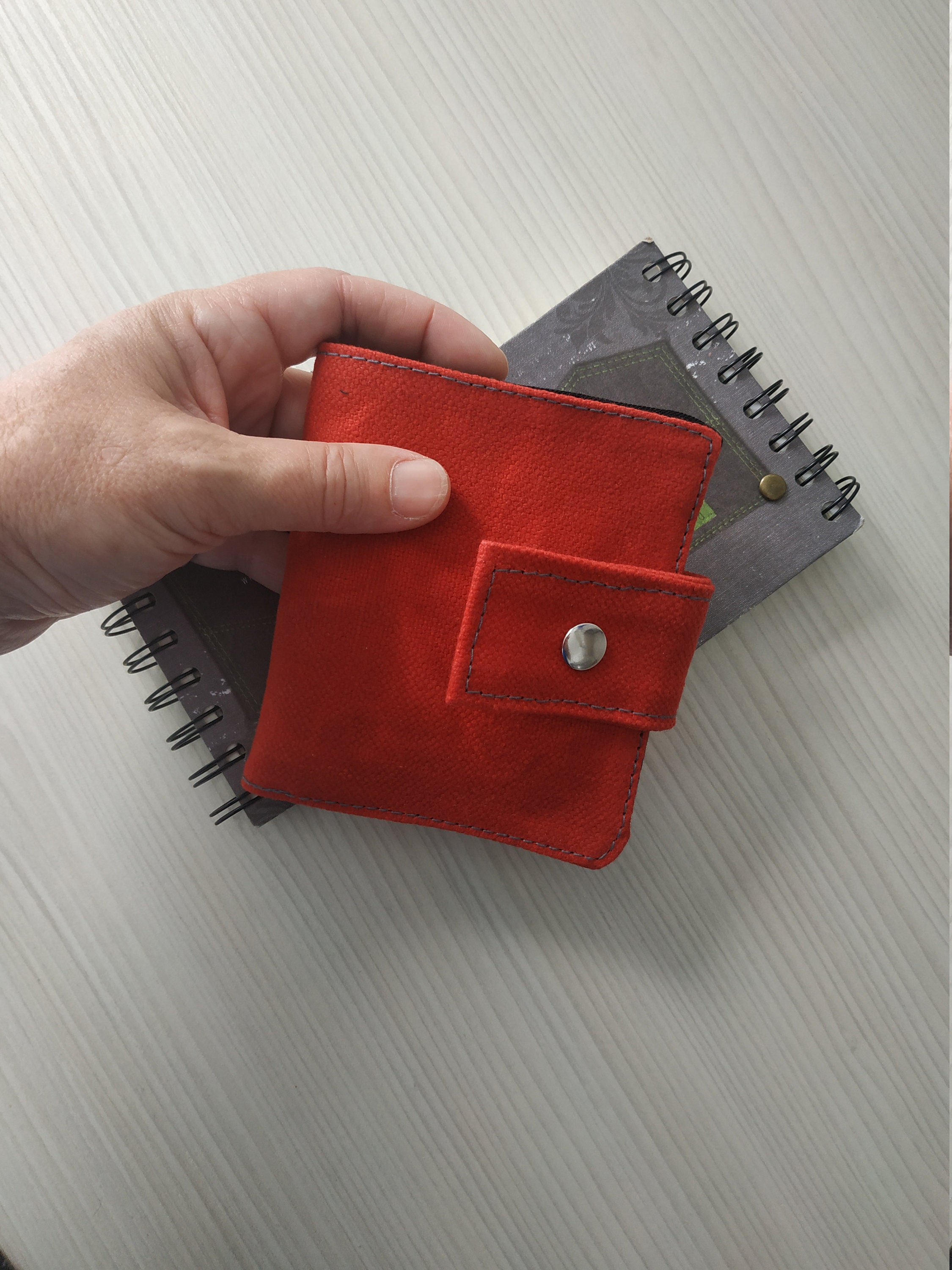 Red wallet Small wallet Waxed canvas wallet Women's | Etsy