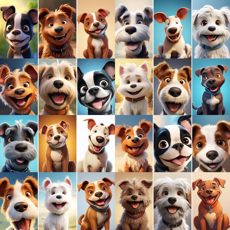 43 PNG Dog Designs, Feisty Friends Bundle, 12 Breeds, Commercial Use ...