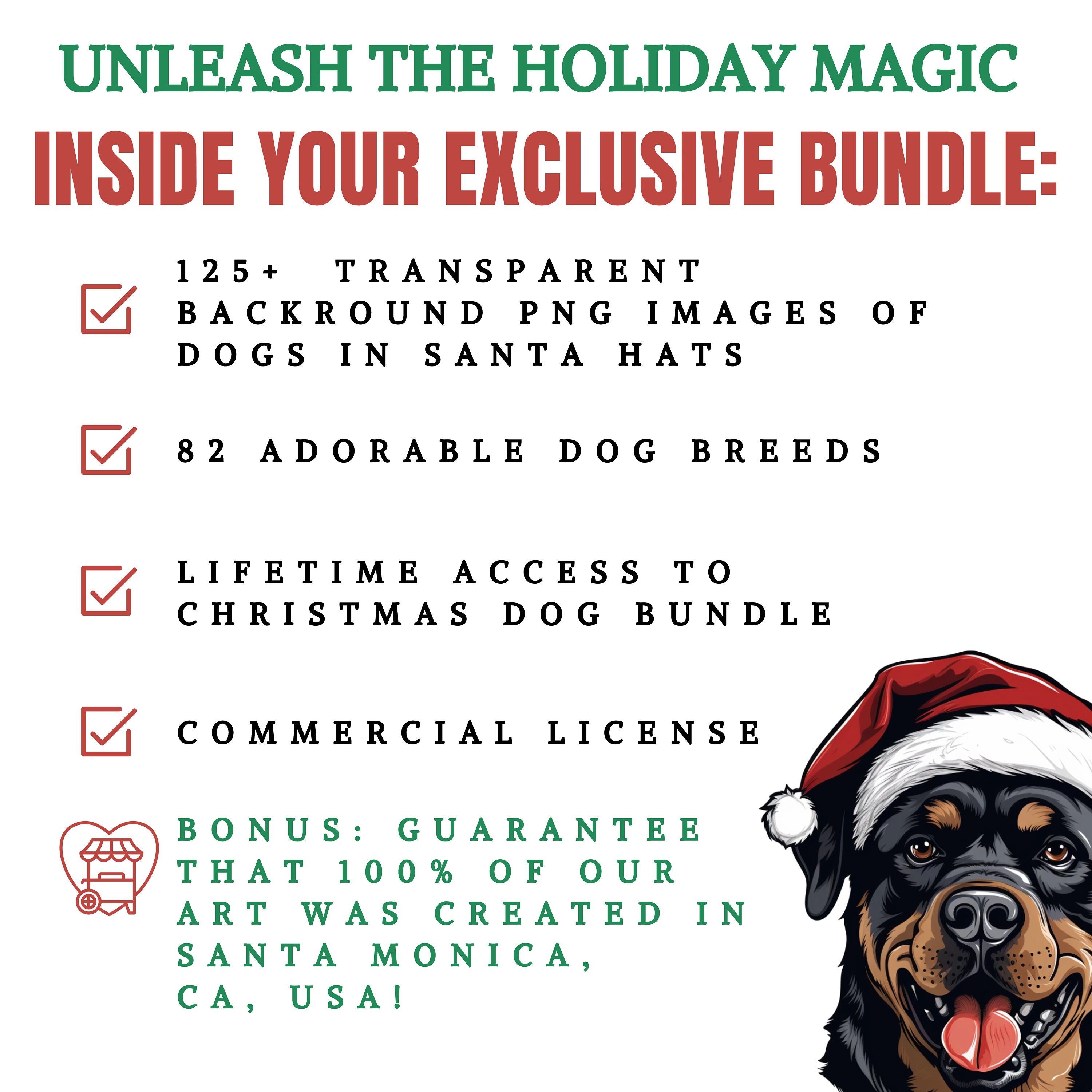 Christmas Dogs 125 PNG Bundle, 82 Adorable Dog Breeds, Cute Santa Dog ...