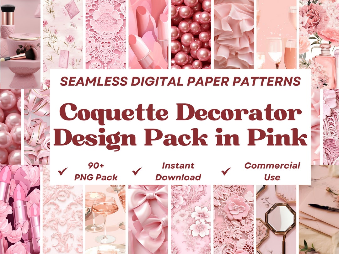 90+ Coquette Decorator Seamless Digital Papers in PINK* Premium PNG ...