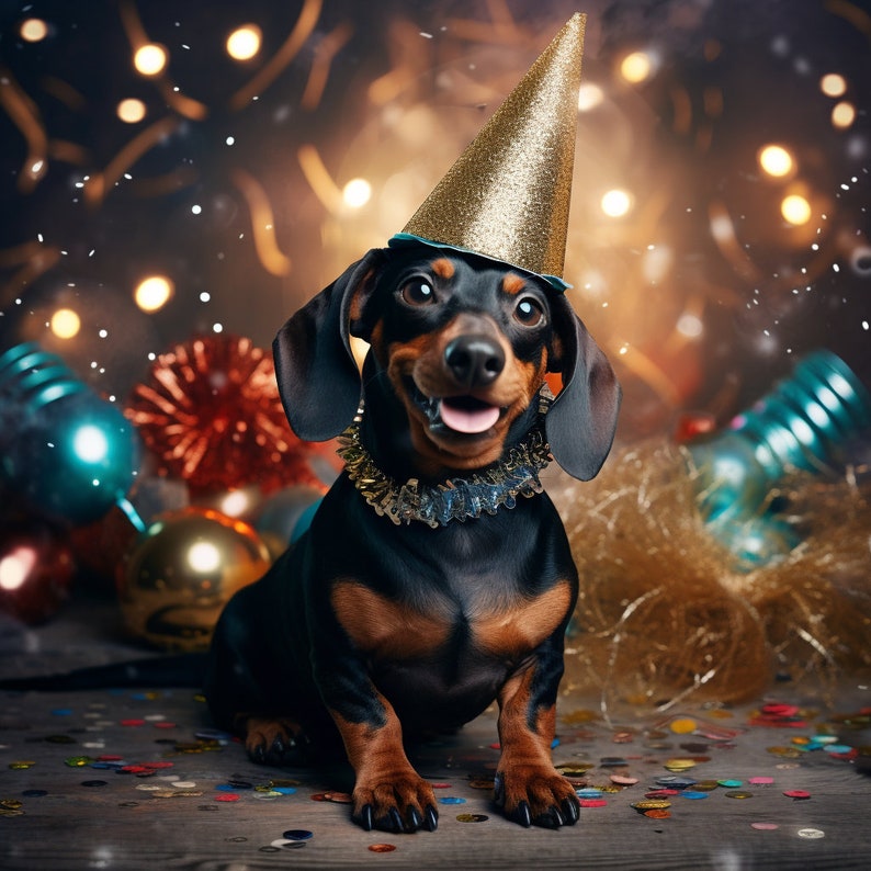 475 New Year's Eve Dog PNG Bundle, Premium Party Puppy Art, Happy New ...
