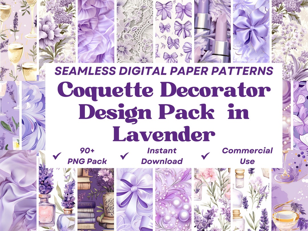 90+ Coquette Decorator Seamless Digital Papers in LAVENDER * Premium ...