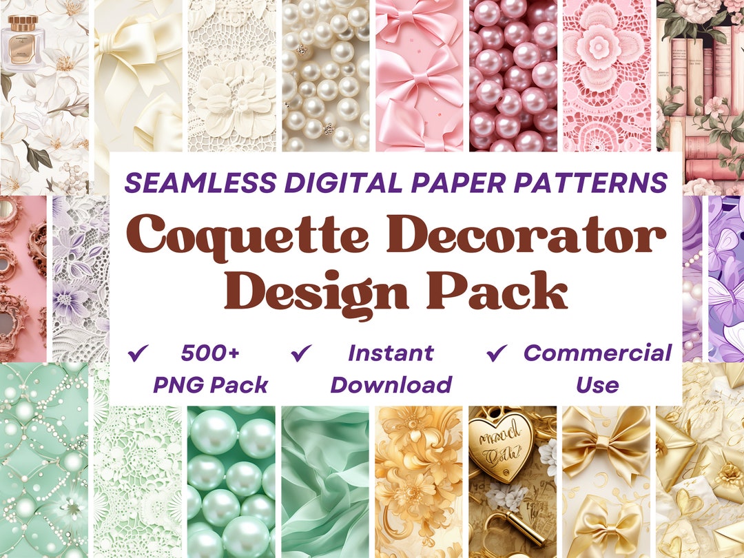 500+ Coquette Decorator Seamless Digital Papers * Premium PNG Bundle ...