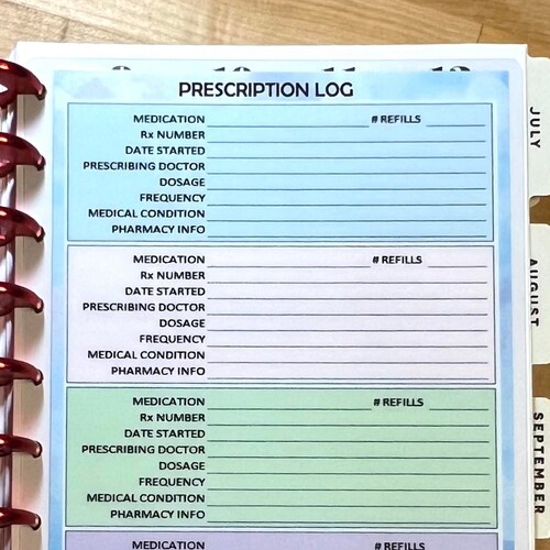 DASHBOARD Prescription Medication Rx Log for Use With - Etsy
