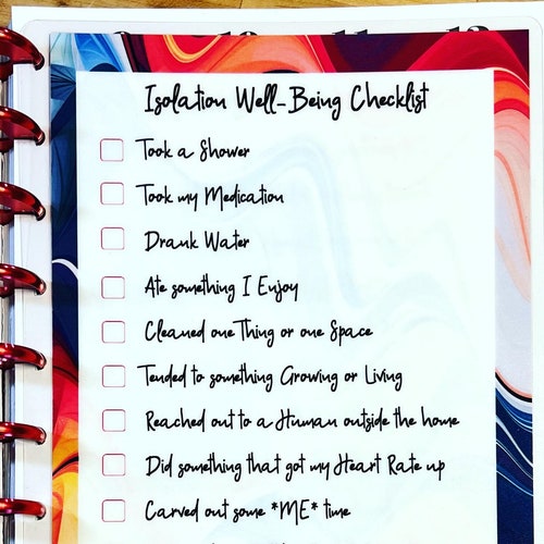 DASHBOARD Isolation Well-being Checklist for Use With Classic - Etsy