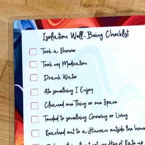 Laminated Isolation Well Being Checklist Sheet - Etsy