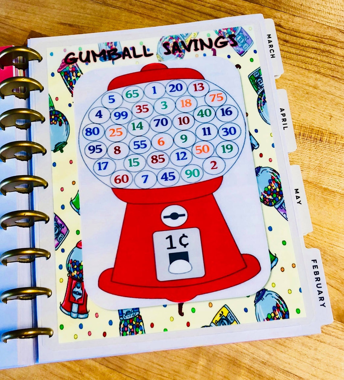DASHBOARD Gumball Savings for Use With Classic Happy Planner | Etsy