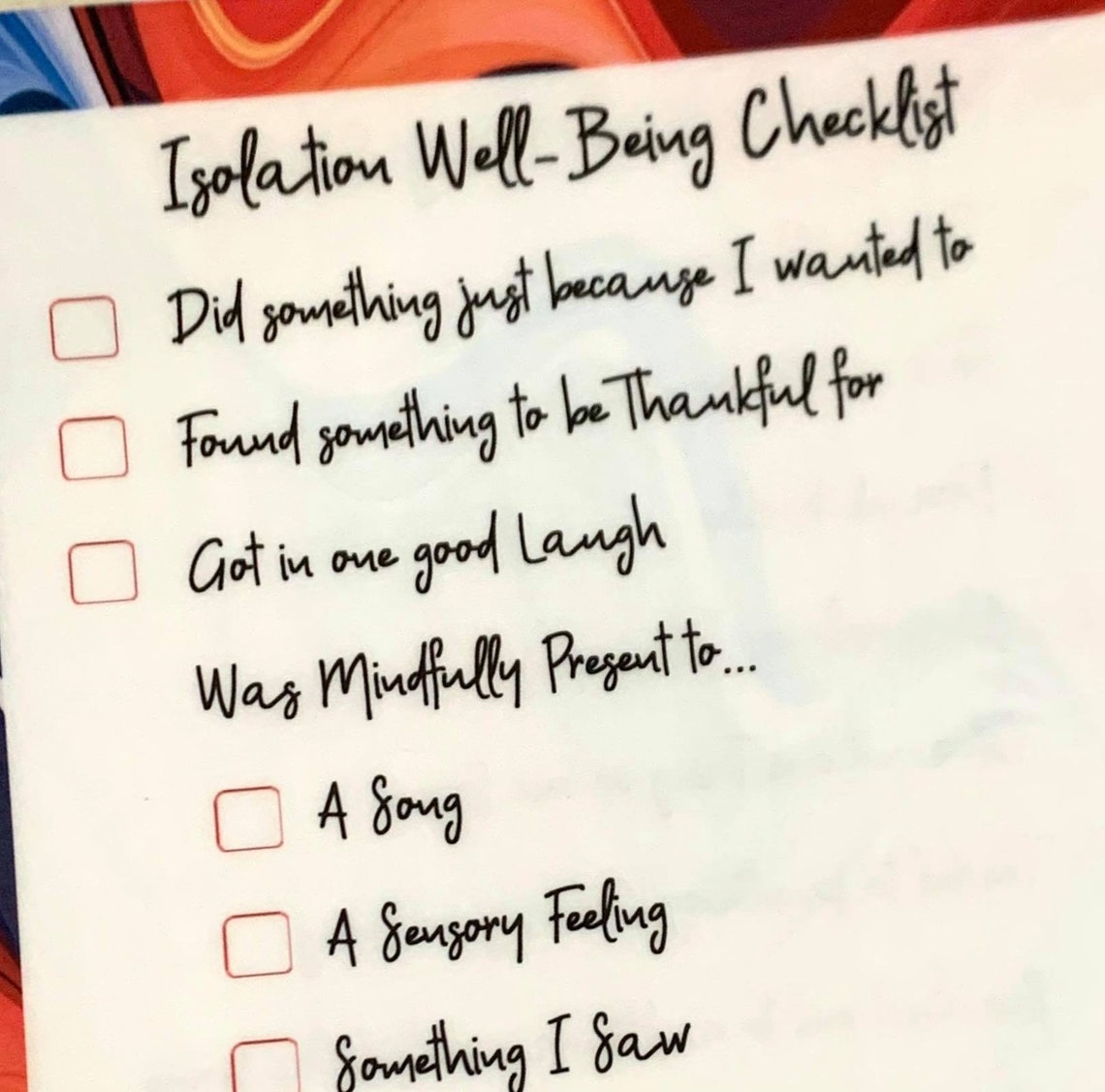 DASHBOARD Isolation Well-being Checklist for Use With Classic - Etsy