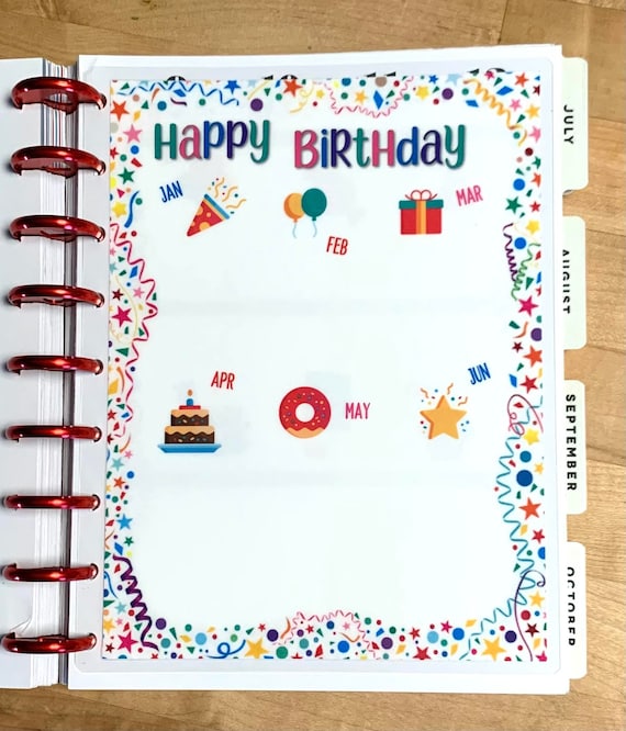 DASHBOARD Happy Birthday Tracker for Use With Classic Happy | Etsy