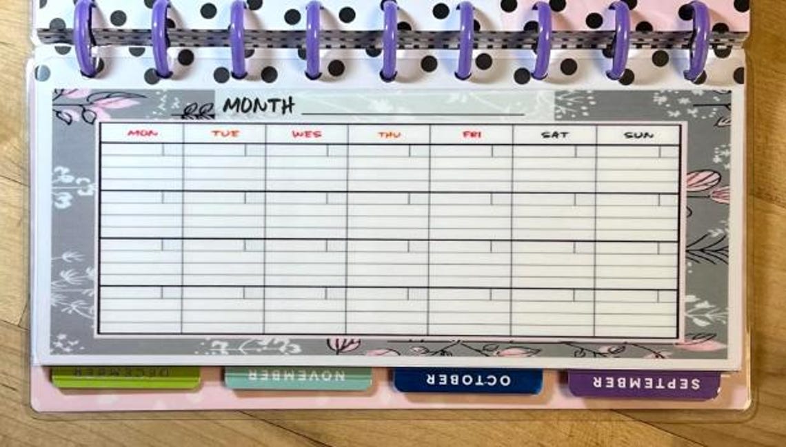 DASHBOARD Lined Month Calendar Undated 4 Use W Classic/minihappy ...