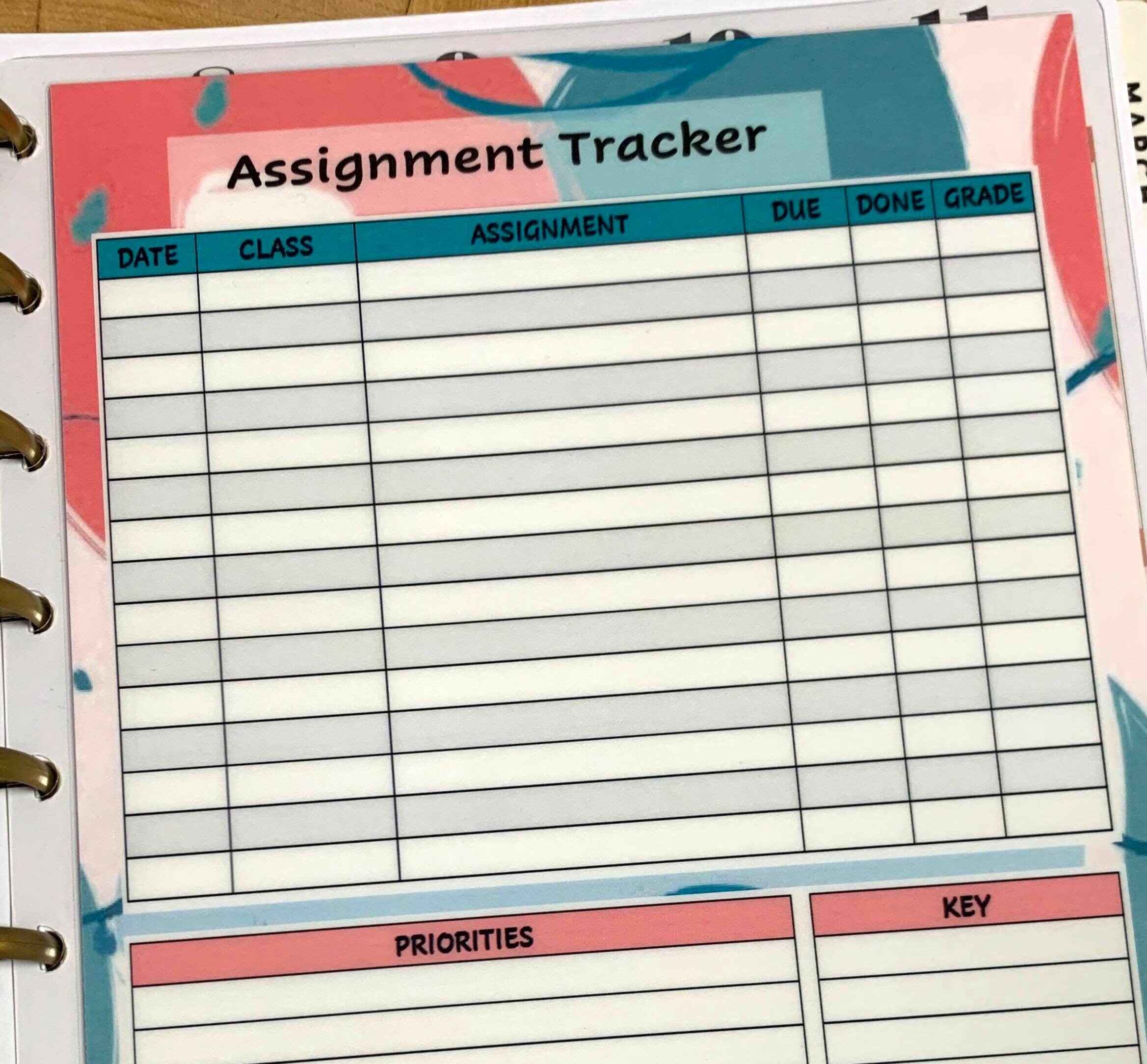 DASHBOARD Assignment Tracker for Use With Classic Happy - Etsy UK