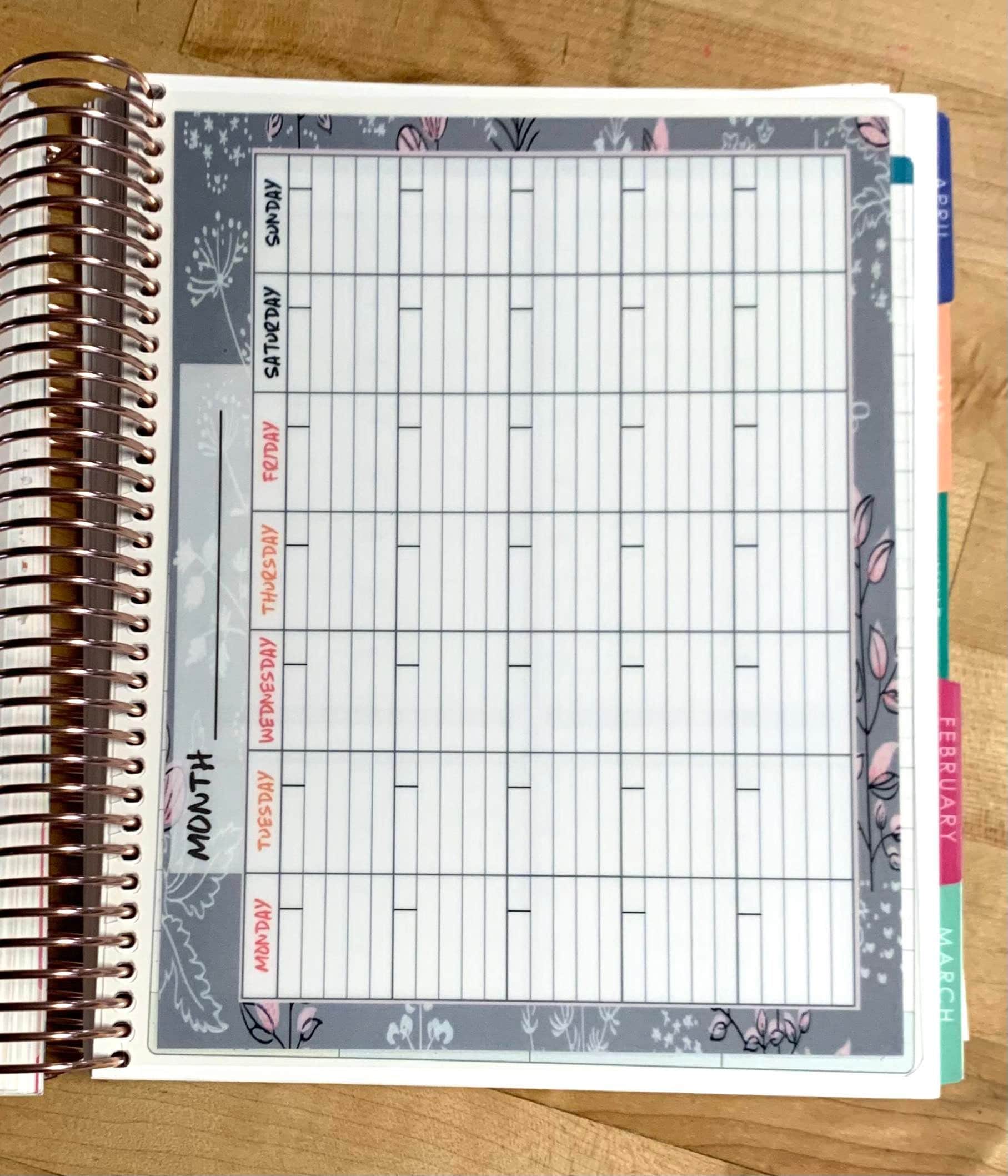 DASHBOARD Lined Month Calendar Undated 4 Use W Classic/minihappy ...