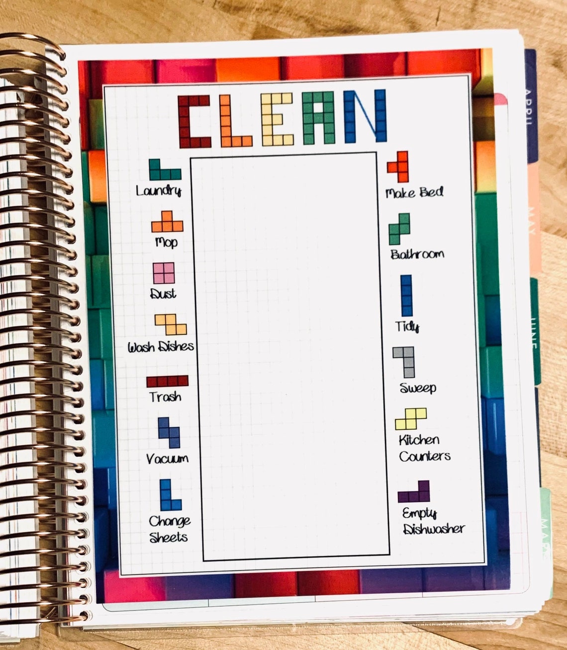 DASHBOARD Tetris Clean Chores Cleaning for Use With Erin | Etsy