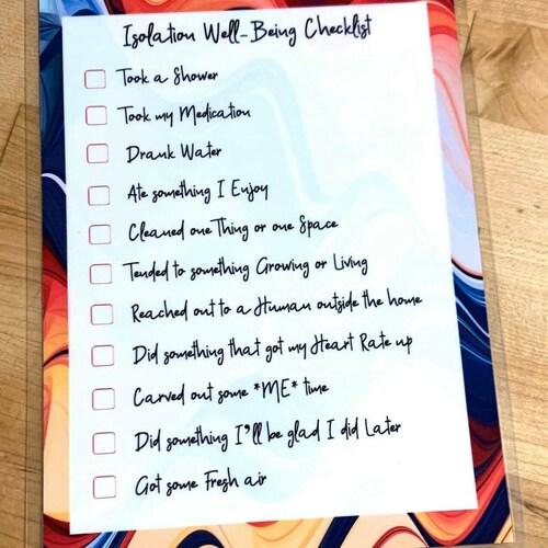 Laminated Isolation Well Being Checklist Sheet - Etsy