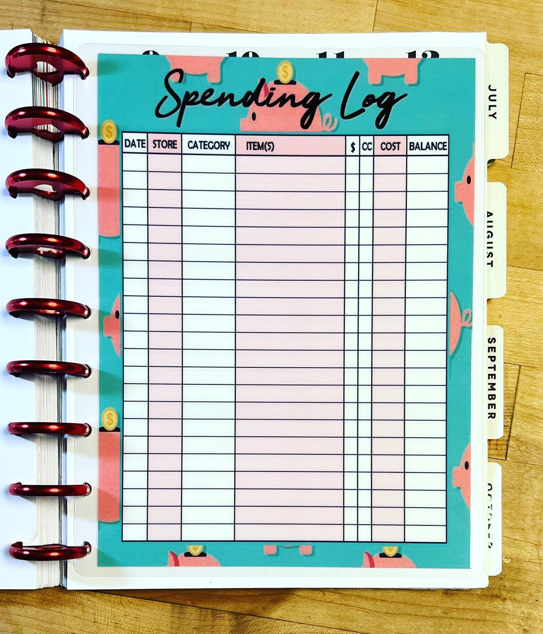 DASHBOARD Spending Log for Use With Classic Happy Planner OR Erin ...