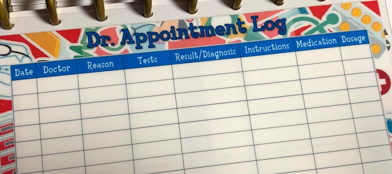 DASHBOARD Dr Doctor Appointment Log Tracker for Use With | Etsy