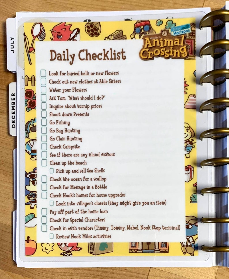DASHBOARD Animal Crossing Daily Checklist for Use With - Etsy