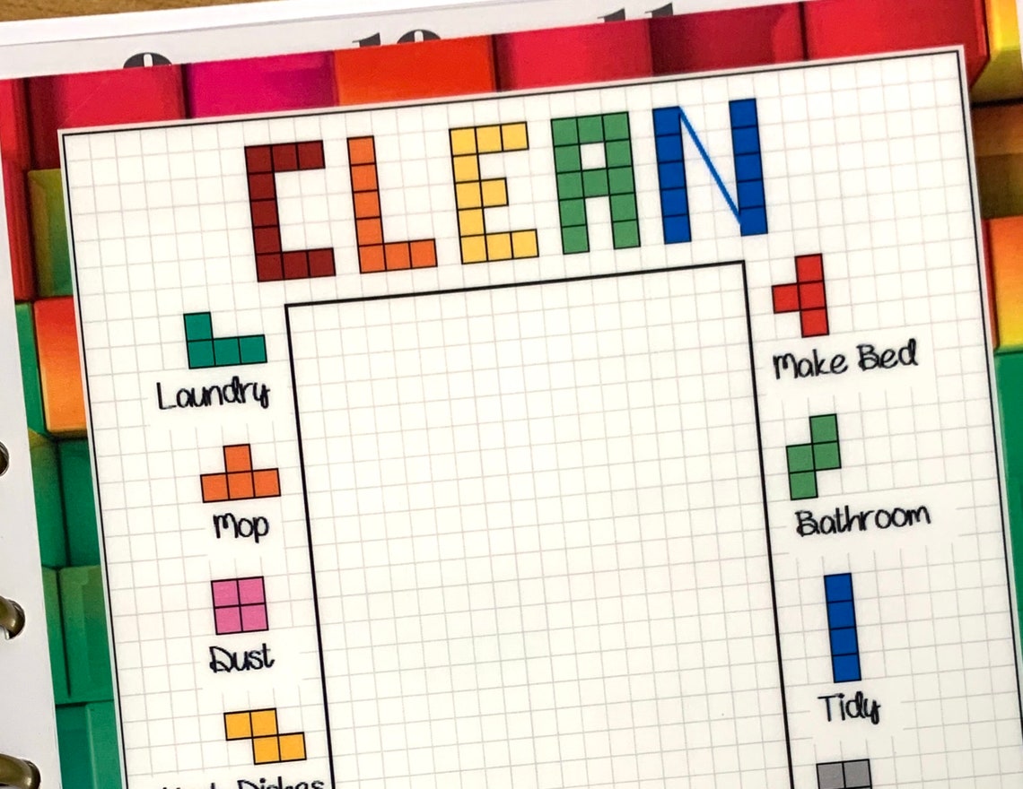 DASHBOARD Tetris Clean Chores Cleaning for Use With Erin | Etsy