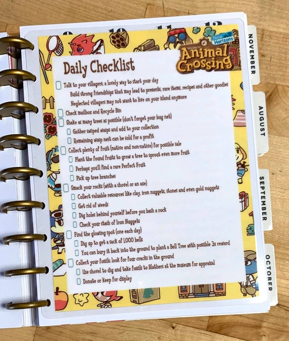 DASHBOARD Animal Crossing Daily Checklist for Use With - Etsy